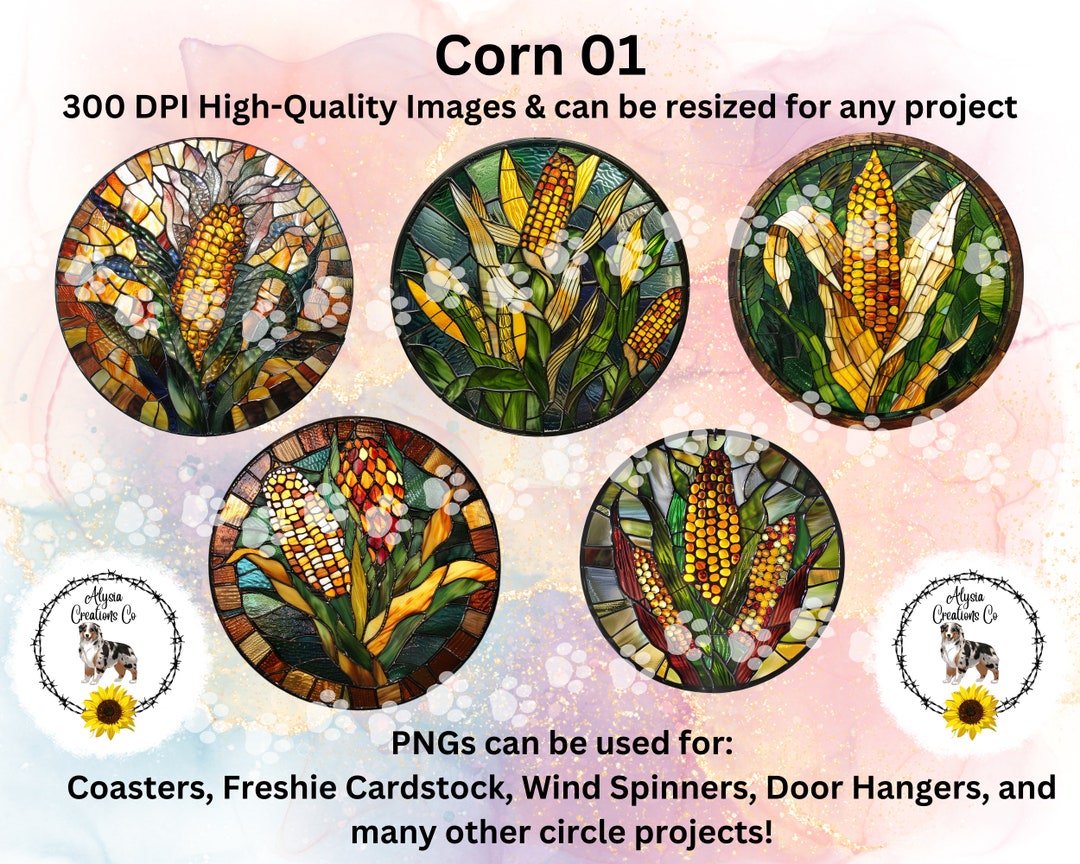 Corn Stained Glass, Corn Pngs, Maize Pngs, Coaster Pngs, Wind Spinner ...