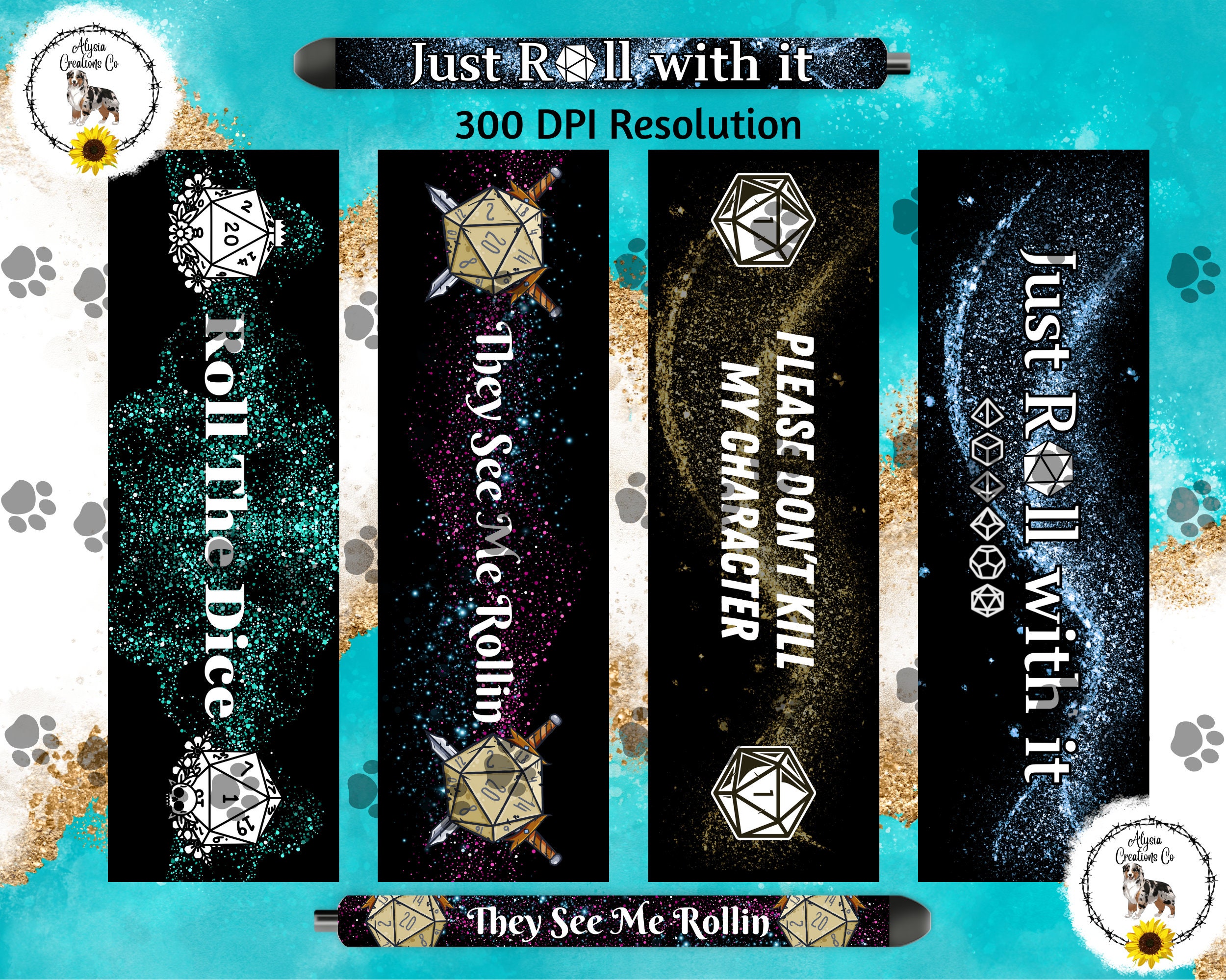 Dungeons and Dragons Pen Wraps, DND Pen Wraps, Dice Pen Wraps, DND ...