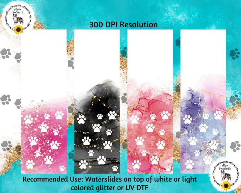 Dog Paw Print Pen Wraps, Glitter Pen Wraps, Dog Pens, Epoxy Pens, Dog ...