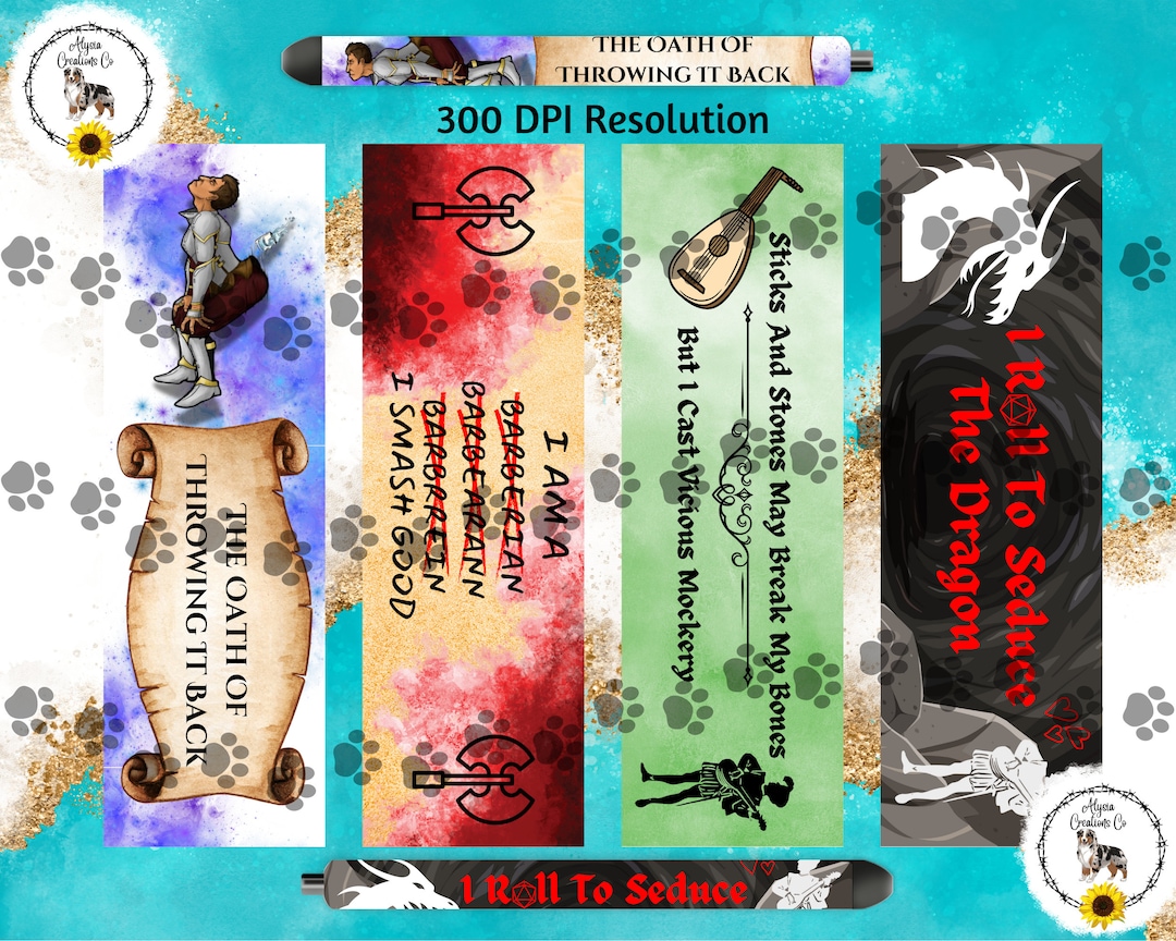 Dungeons and Dragons Pen Wraps, DND Pen Wraps, Dnd Class Pngs, DND ...