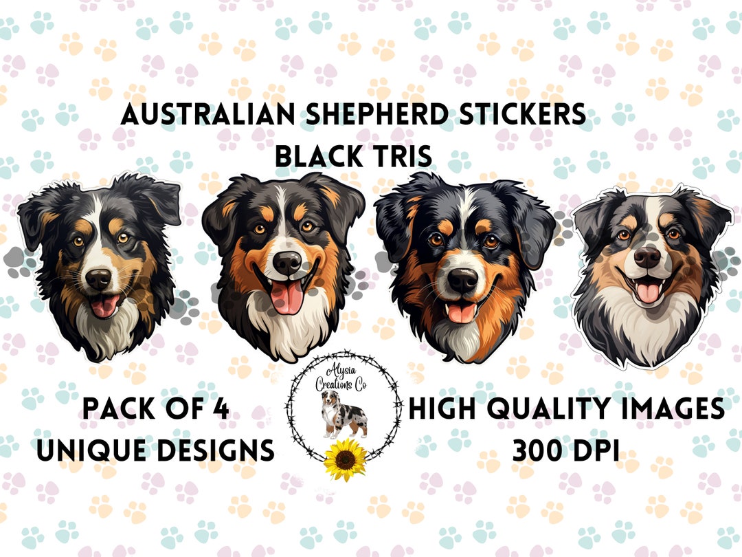Australian Shepherd Stickers, Australian Shepherds, Black Tri Stickers ...