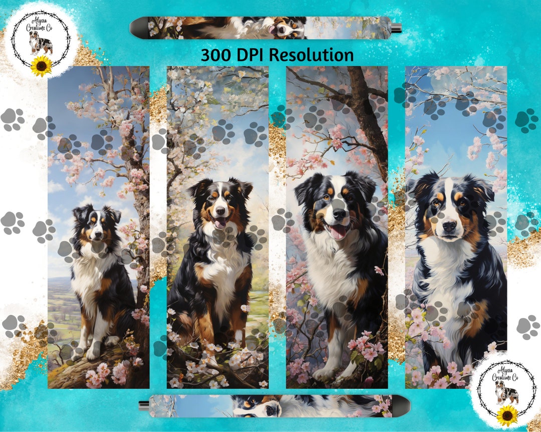 Cherry Blossom Australian Shepherd Pen Wraps, Dog Pen Wraps, Spring Pen ...