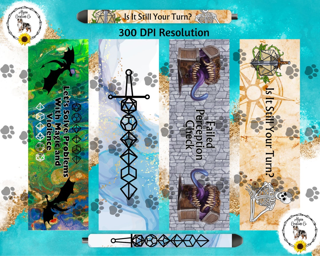 Dungeons and Dragons Pen Wraps, DND Pen Wraps, Dice Pen Wraps, DND ...