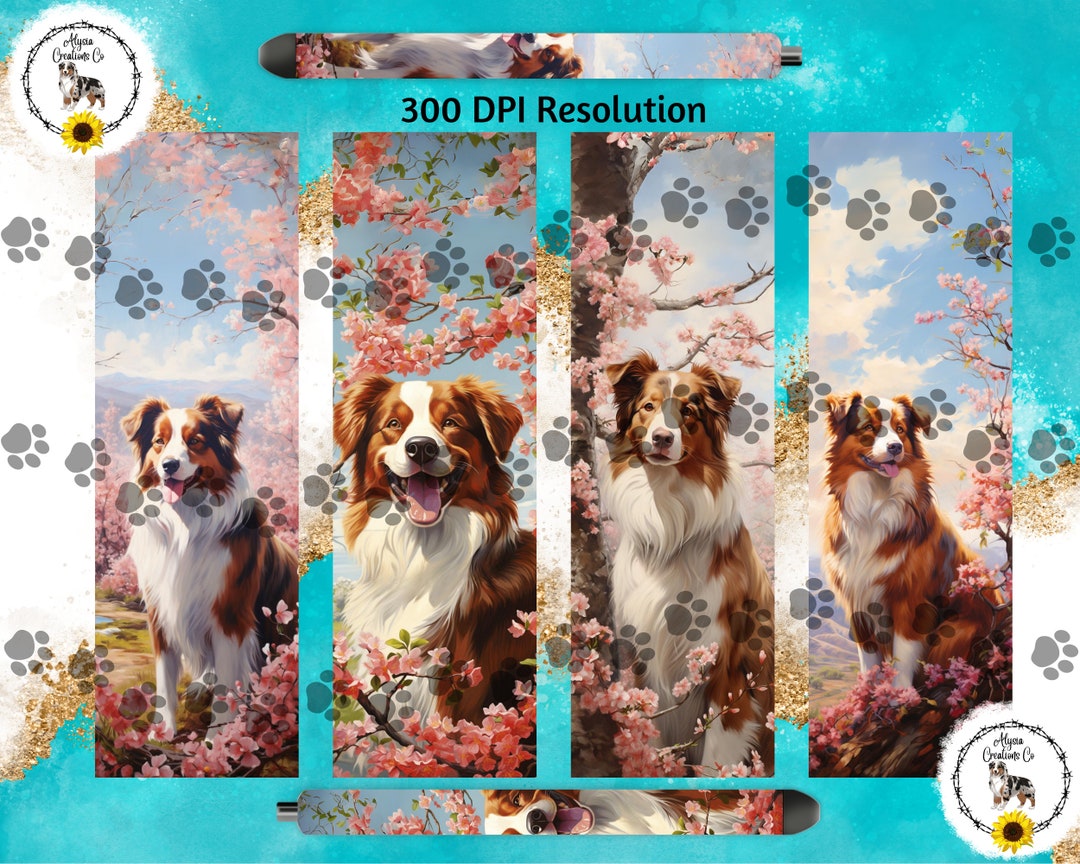 Blossom Australian Shepherd Pen Wraps, Dog Pen Wraps, Spring Pen Wraps ...