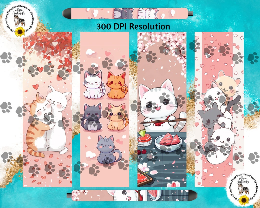 Cat Pen Wraps, Cute Cat Pen Wraps, Custom Pens, Epoxy Pen Wraps, Cat ...