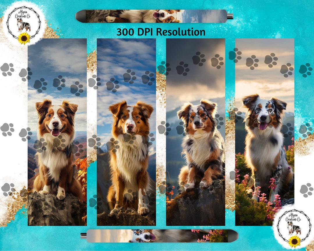 Australian Shepherd in the Mountains Pen Wraps, Dog Pen Wraps, Glitter ...