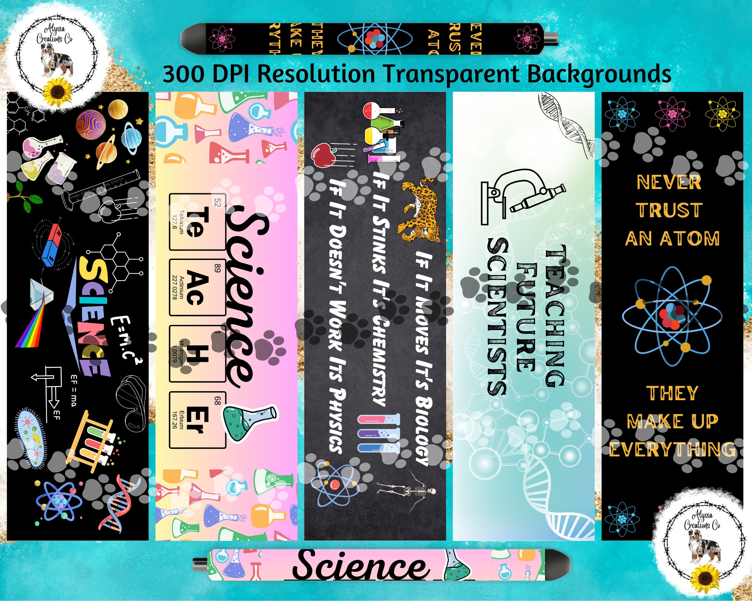 Science Teacher Pen Wraps, Teacher Gift, Epoxy Pen Wraps, Science Pen ...