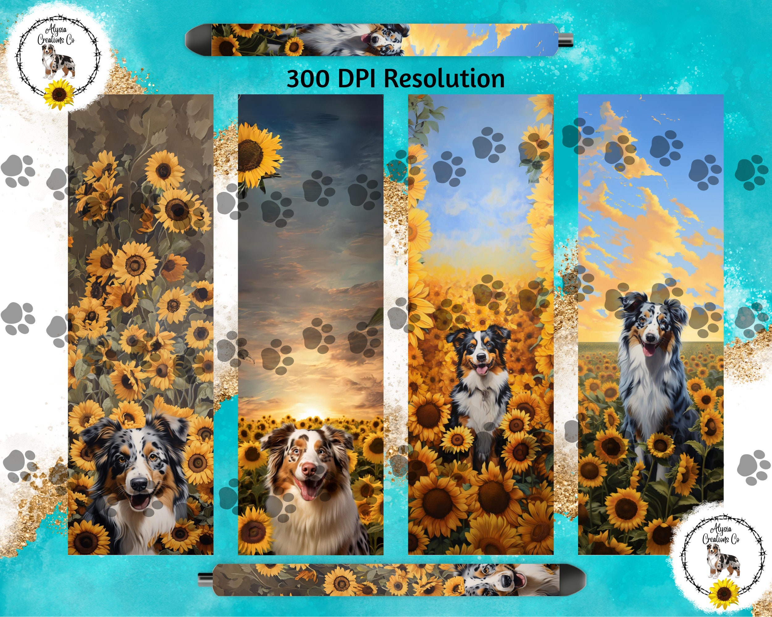 Sunflower Australian Shepherd Pen Wraps, Dog Pen Wraps, Sunflower Pen ...
