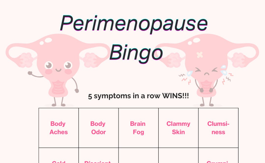Menopause Symptom Bingo Printable Game for Women Perimenopause Symptom ...