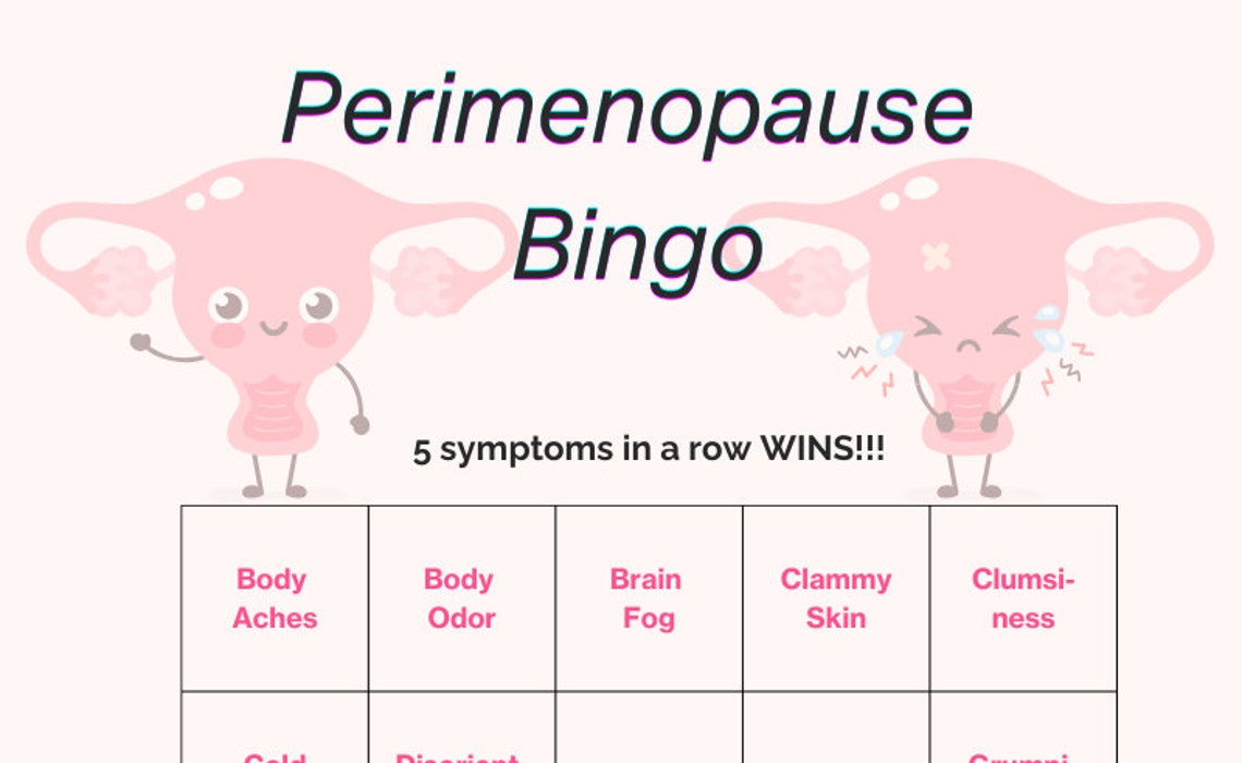 Menopause Symptom Bingo Printable Game for Women Perimenopause Symptom ...