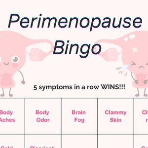 Menopause Symptom Bingo Printable Game for Women Perimenopause Symptom ...