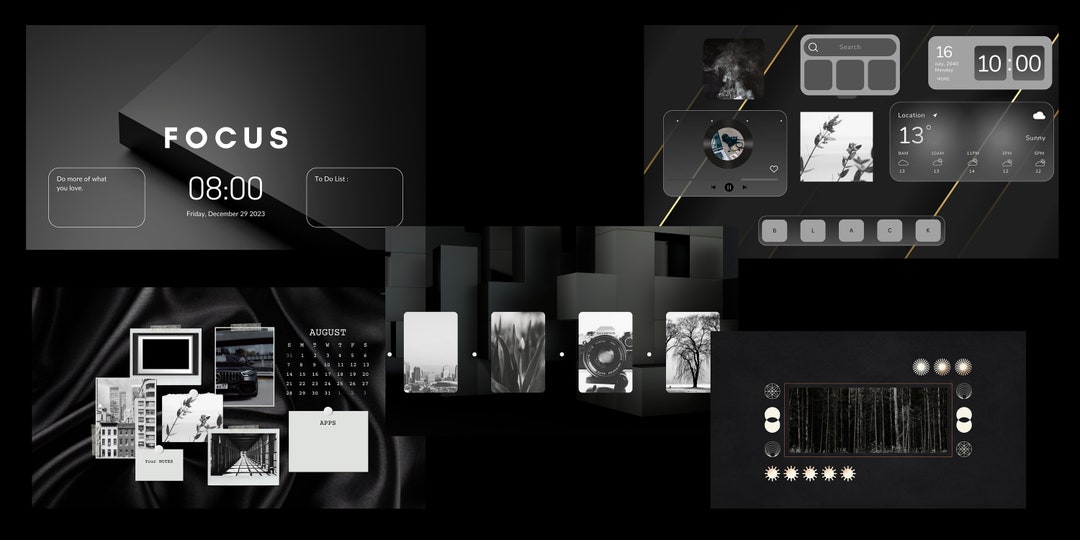 Black Desktop Background Template - Etsy