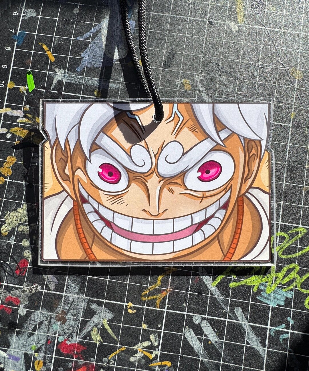 Gear 5 Luffy Acrylic Car Mirror Hanger | Handmade Anime Acrylic Charm ...