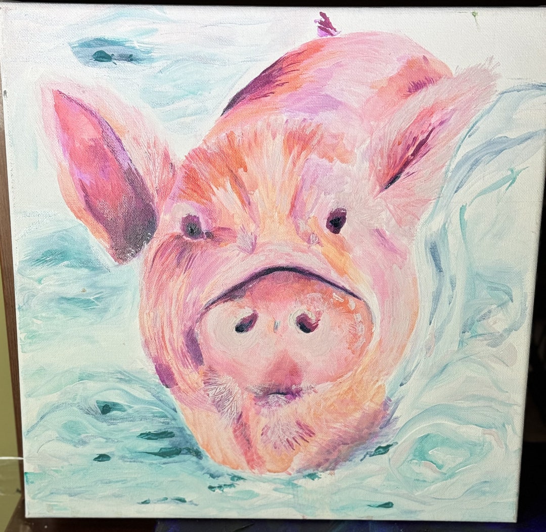 Original Acrylic Painting of a Pig by Brittany Lyon 14x14 Unframed ...