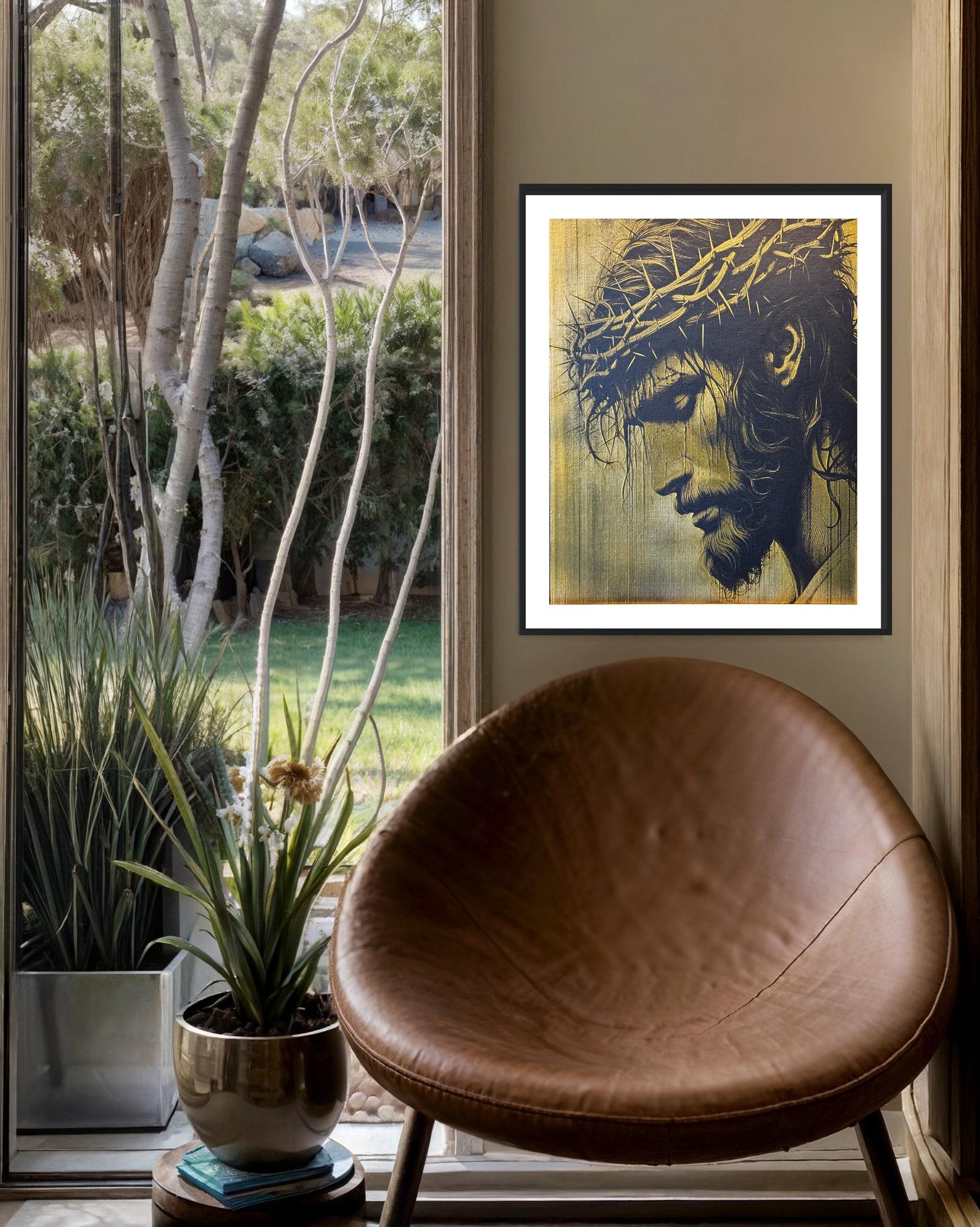 Solemn Redemption Laser-etched Painting on Canvas Christ and the Crown ...