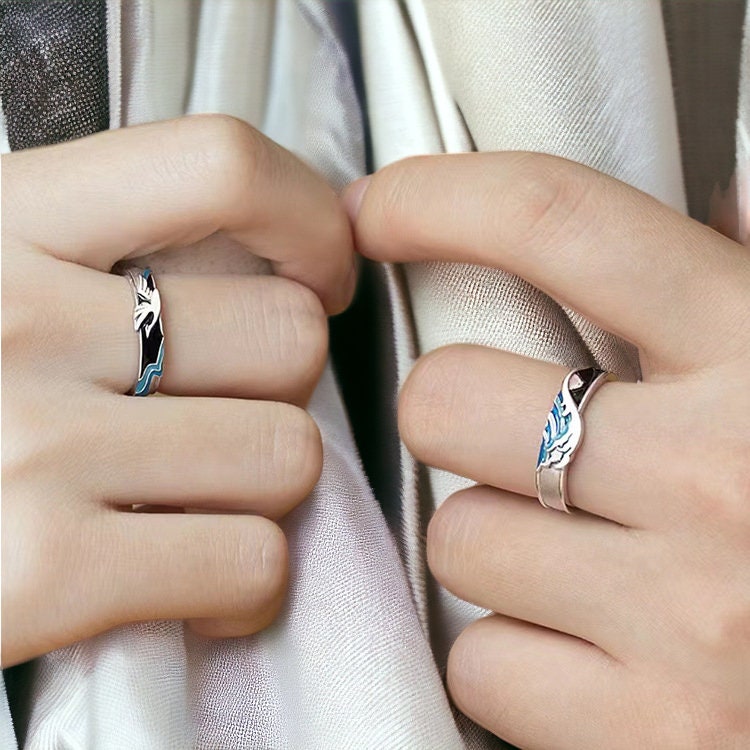 Japanese Wave Ring Adjustable Japanese Ring, Anime Rings, Artful ...