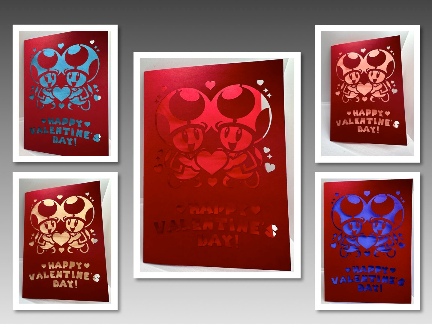 Toadstools Inspired From Super Mario Brothers Valentine's Paper Cutout ...