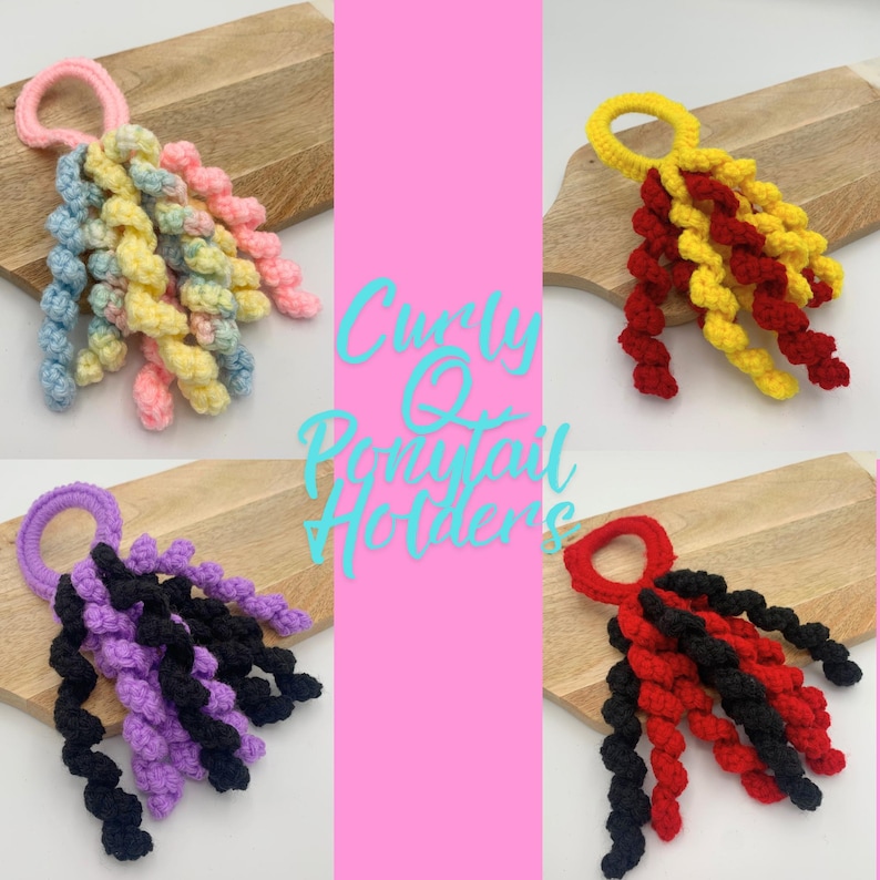 Handmade Curly Q Crochet Ponytail Holders | Handmade Crochet Hair Piece ...