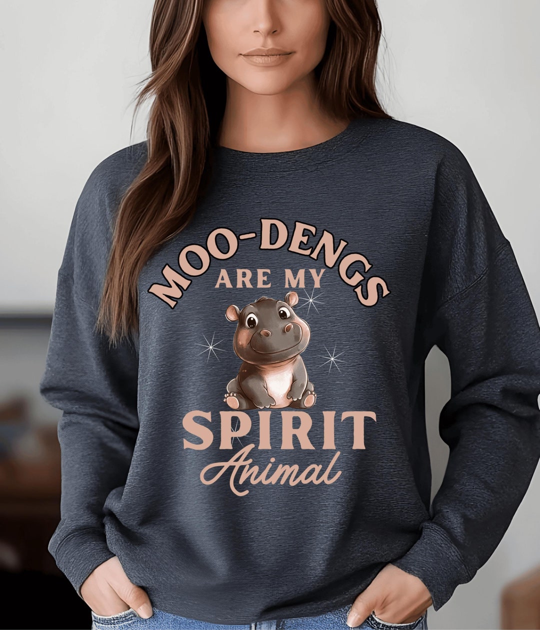 Moo Deng Sweater, Moo Deng Sweatshirt, Moo Deng Hippo Gift, Moo Deng ...