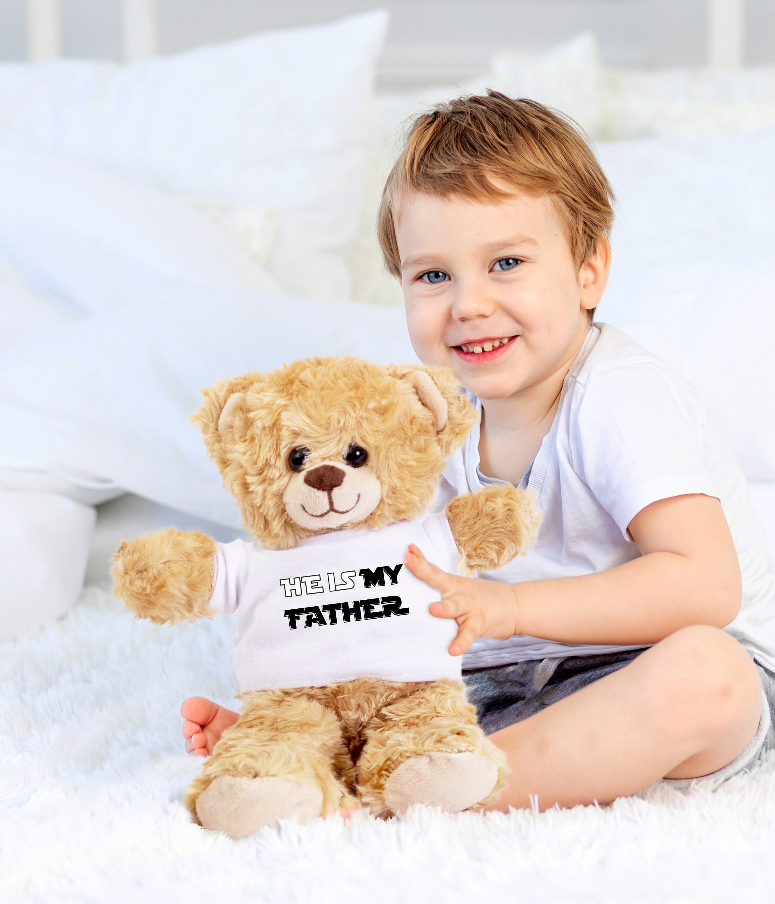 Father and Son Teddy Bear With Shirt, Small and Large Plush Teddy Bear ...