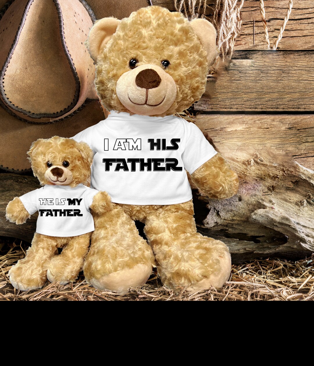 Father and Son Teddy Bear With Shirt, Small and Large Plush Teddy Bear ...