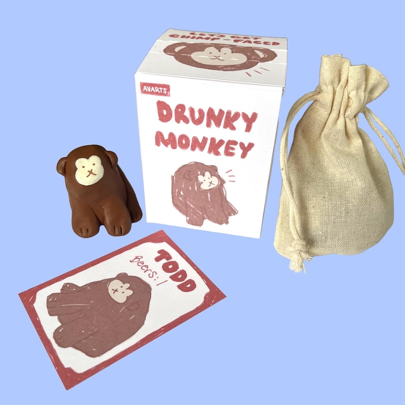 Drunky Monkey Blind Box Figures! Clay Trinket Desk Buddy - Etsy