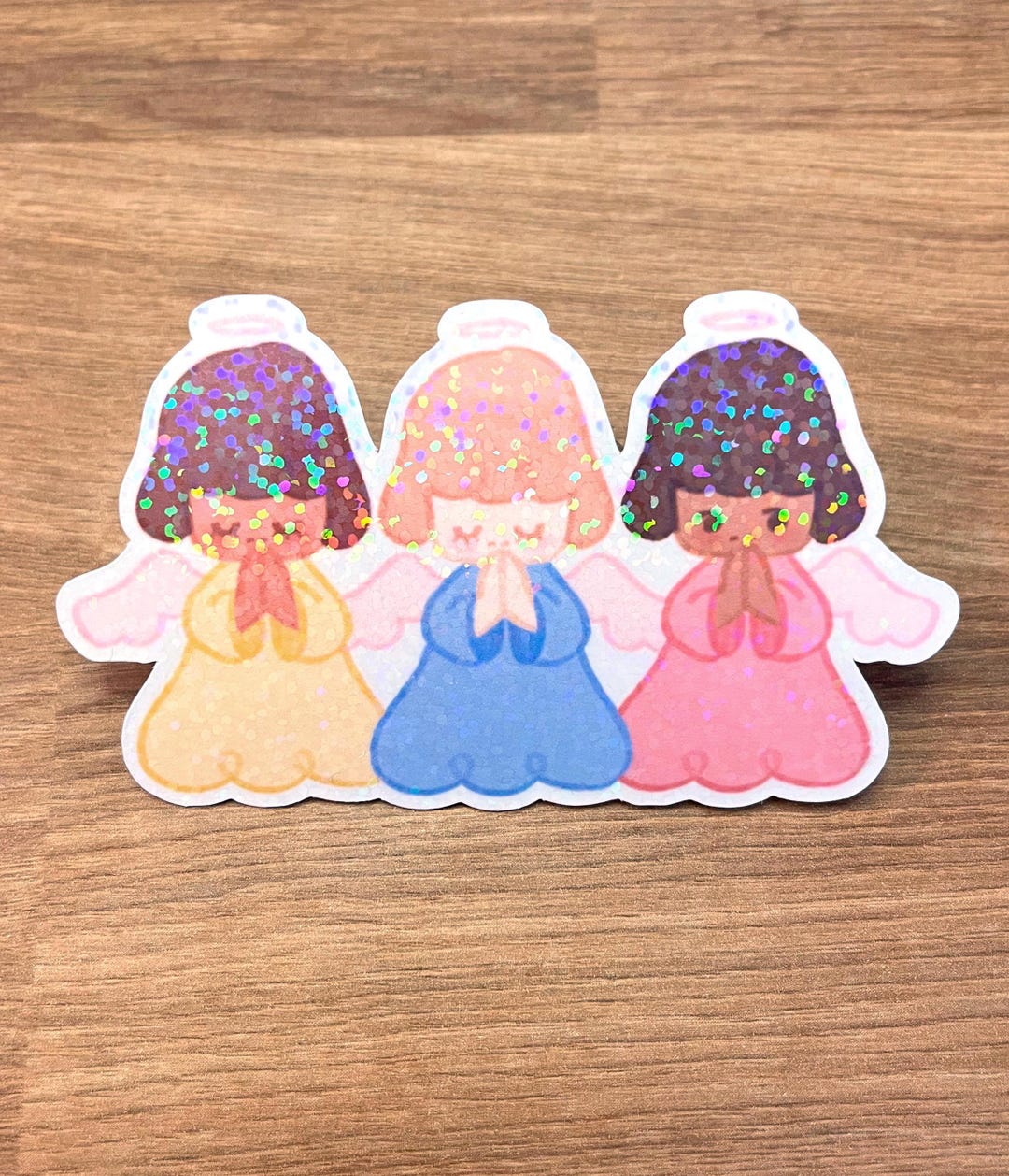 Three Little Angels Holographic Sticker - Etsy