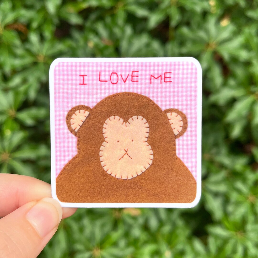 I Love Me Sticker! Cute Monkey Gingham - Etsy