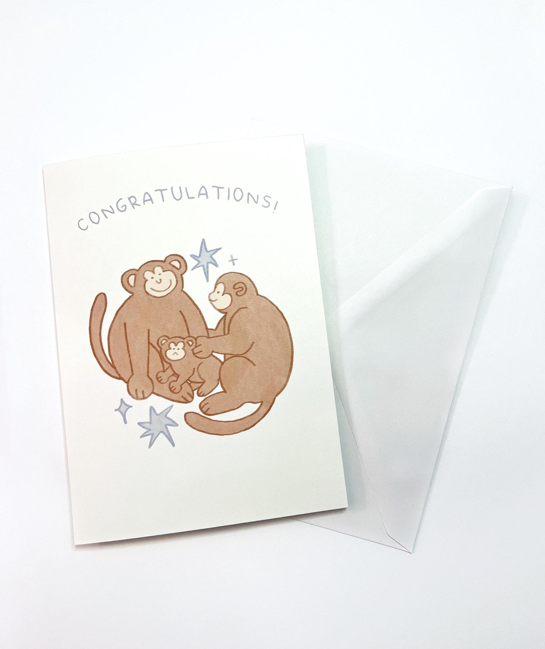Congratulations Monkey Greeting Card - Etsy