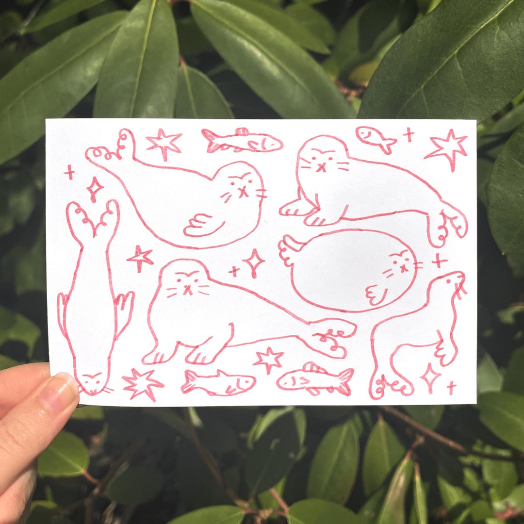 Seal Postcard! Silly Seals Art Print - Etsy