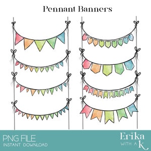 Rainbow Watercolor Banner PNG Clip Art Bundle, Hand Drawn Digital ...