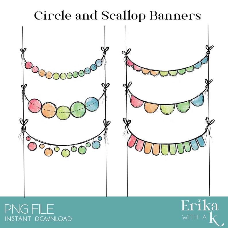 Rainbow Watercolor Banner PNG Clip Art Bundle, Hand Drawn Digital ...