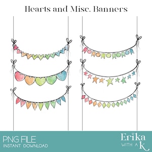 Rainbow Watercolor Banner PNG Clip Art Bundle, Hand Drawn Digital ...