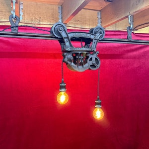 Restored Hay Trolley Chandelier with Track - Etsy