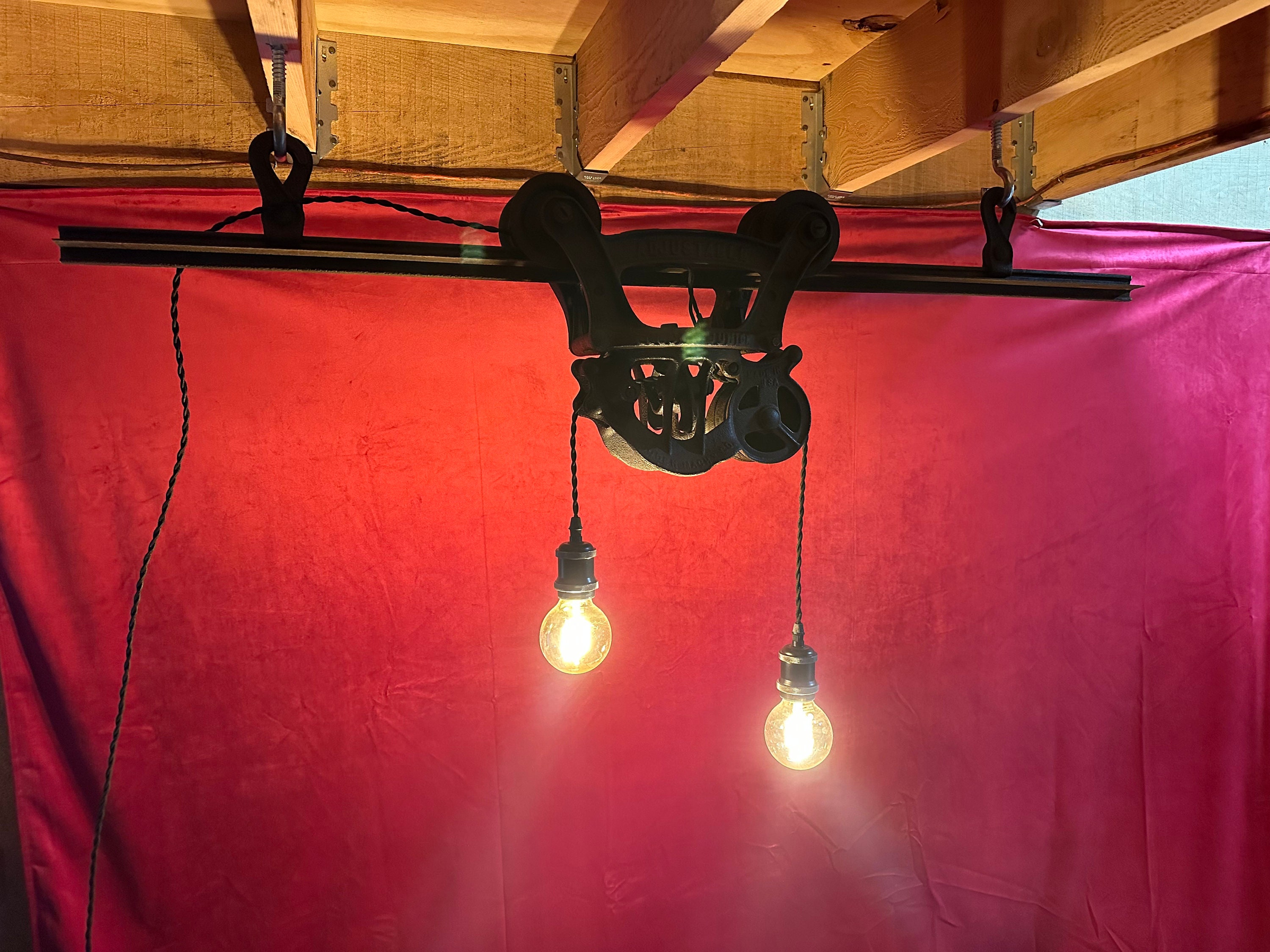 Restored Hay Trolley Chandelier with Track - Etsy