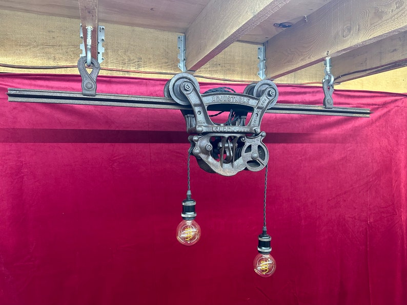 Restored Hay Trolley Chandelier with Track - Etsy