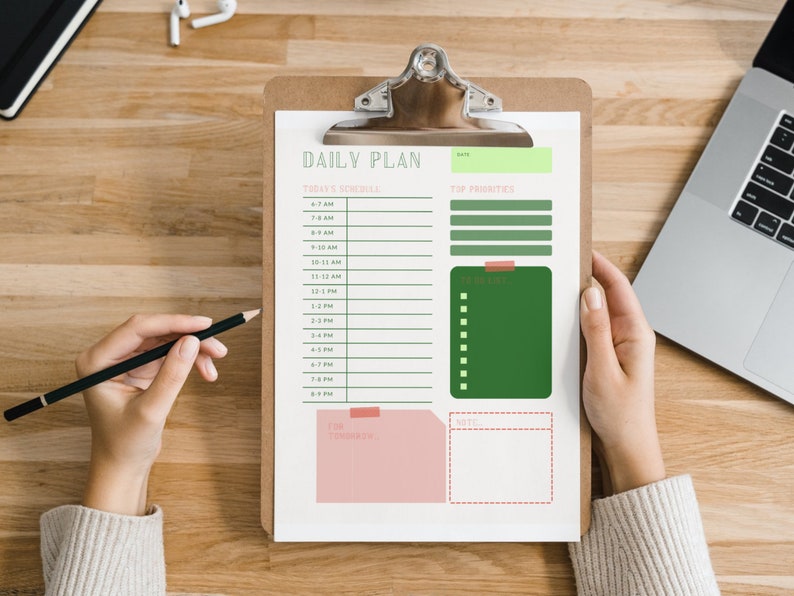 Vibrant Digital Daily Planner Bold Printable Productivity Planner PDF ...