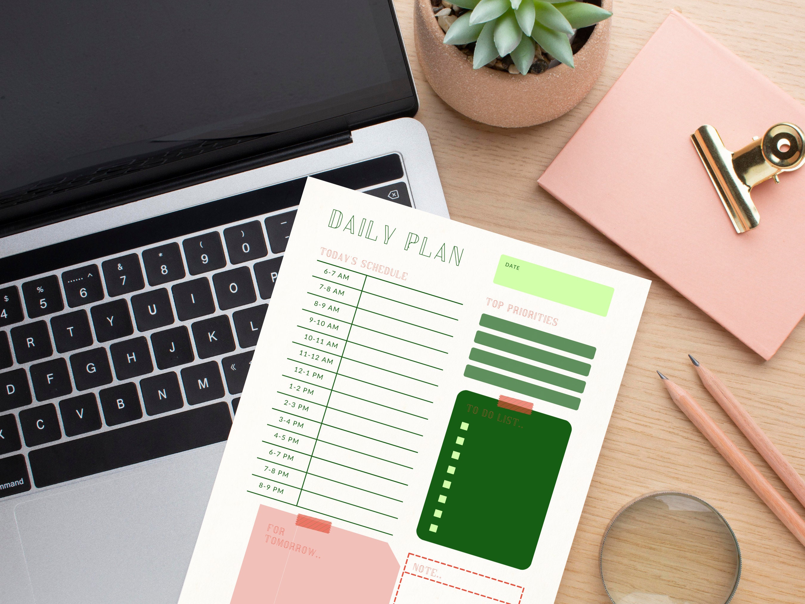 Vibrant Digital Daily Planner Bold Printable Productivity Planner PDF ...