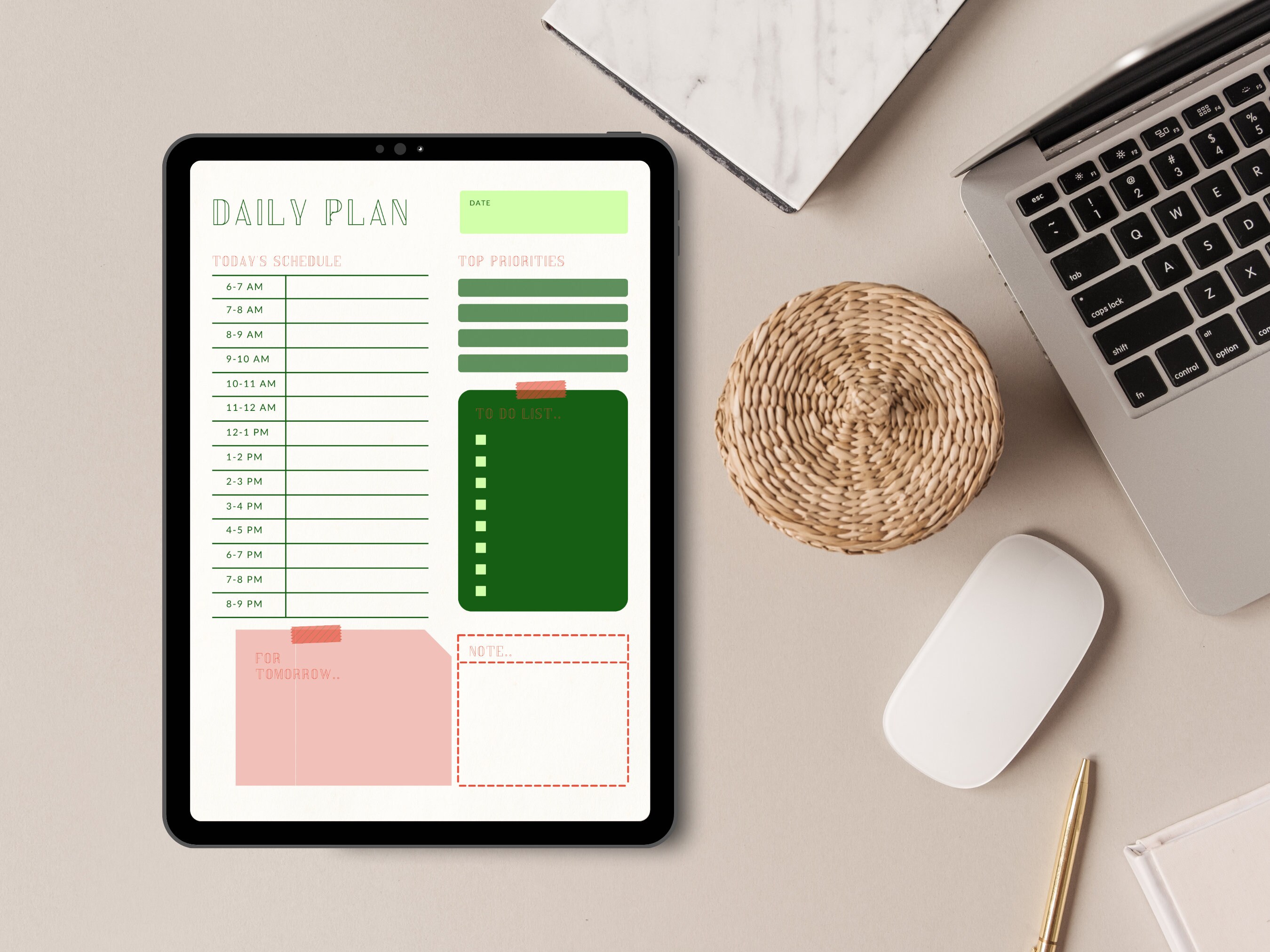 Vibrant Digital Daily Planner Bold Printable Productivity Planner PDF ...