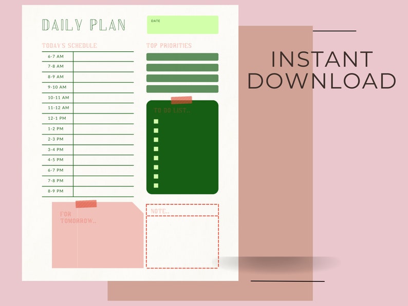 Vibrant Digital Daily Planner Bold Printable Productivity Planner PDF ...