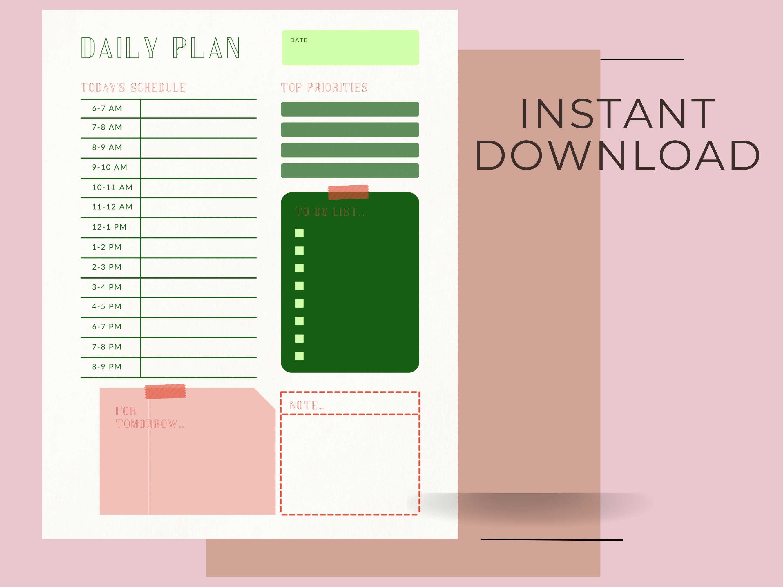 Vibrant Digital Daily Planner Bold Printable Productivity Planner PDF ...