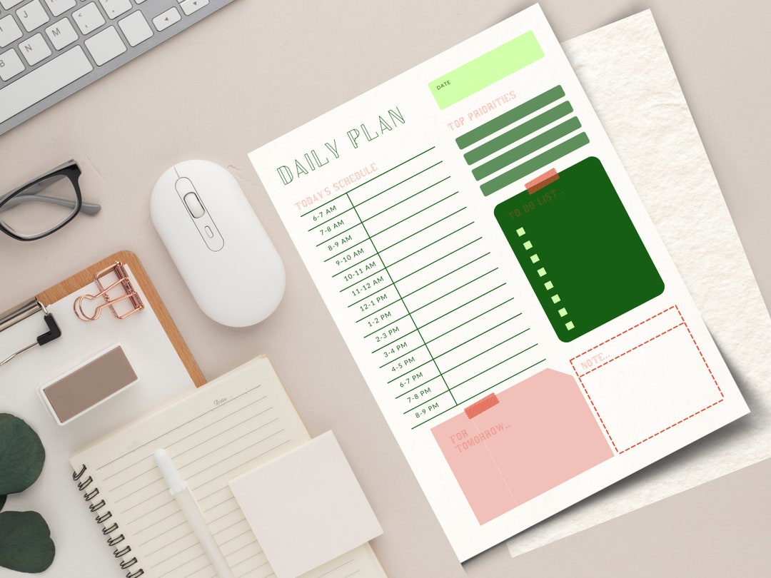 Vibrant Digital Daily Planner Bold Printable Productivity Planner PDF ...