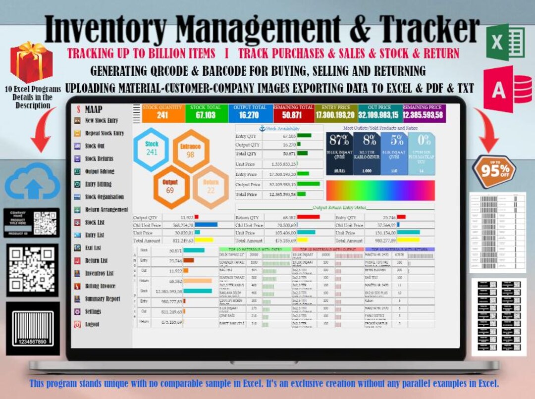 Excel Inventory Management: QR & Barcode Generator, Sales Tracker ...
