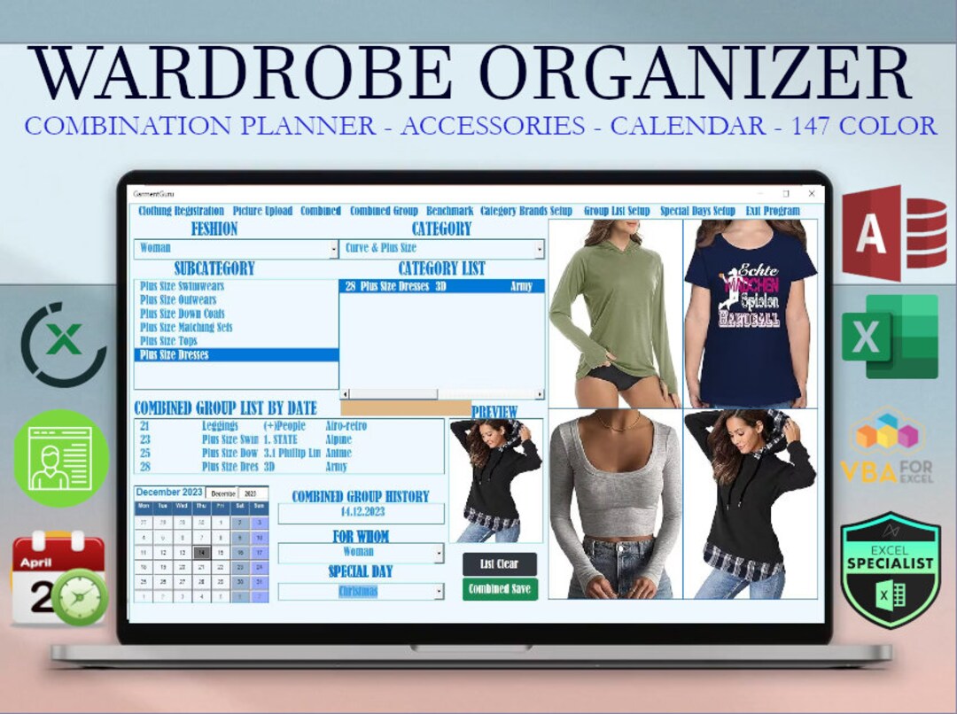 Visual Wardrobe Organizer, Combination Planner, Calendar Integrated ...