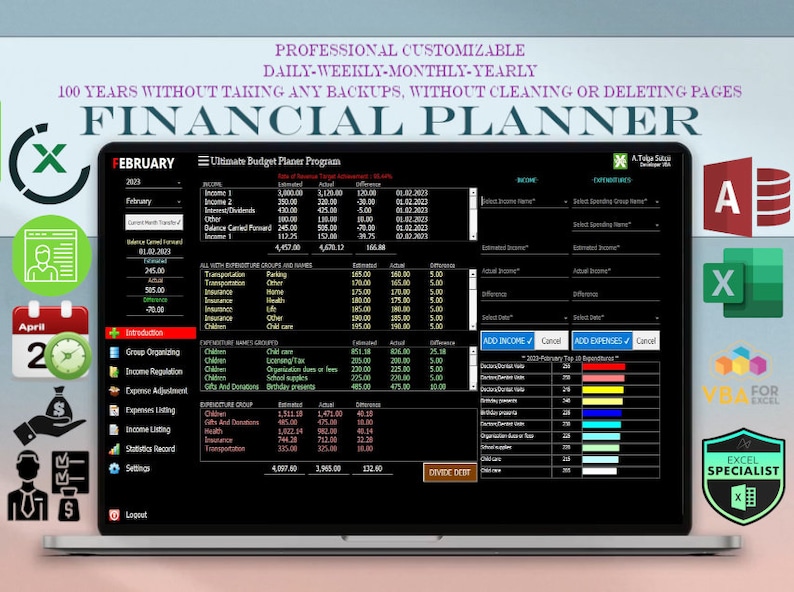 Budget Tracker Financial Planner Income and Expense Tracker Personal ...