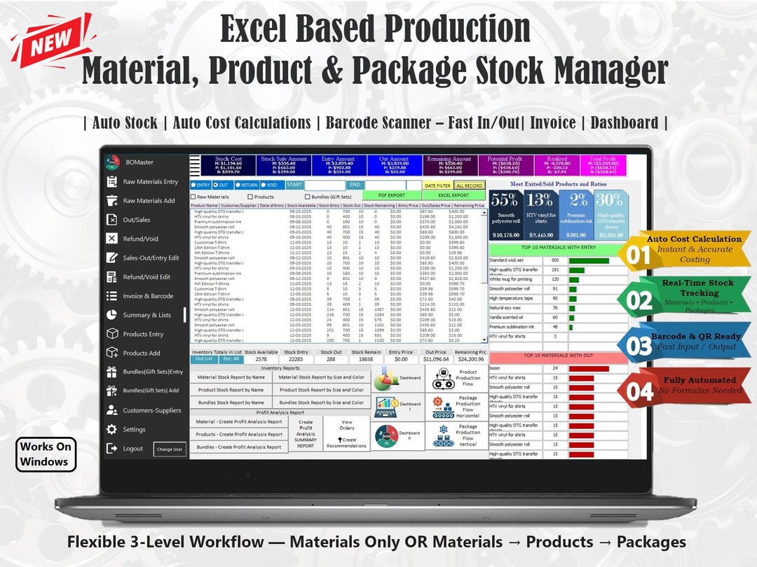 Inventory Tracker – Product, Material & Package Stock System (Offline ...