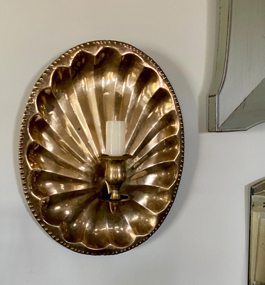 Vintage Brass Shell Wall Sconce Candleholder 13 1/2 Tall - Etsy
