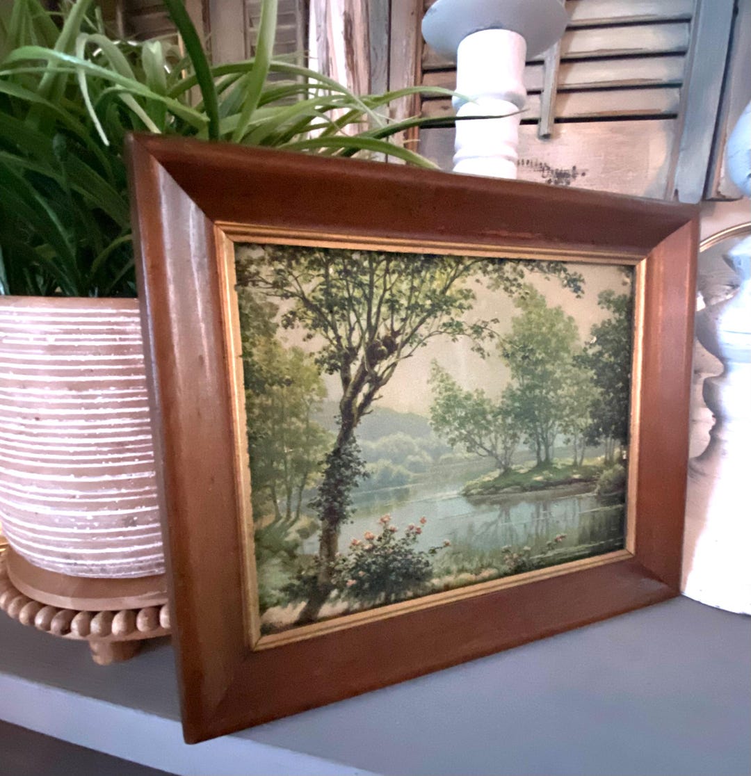 Vintage Landscape Lithograph Wood Frame 12 1/2 X 10 1/2 Inches - Etsy