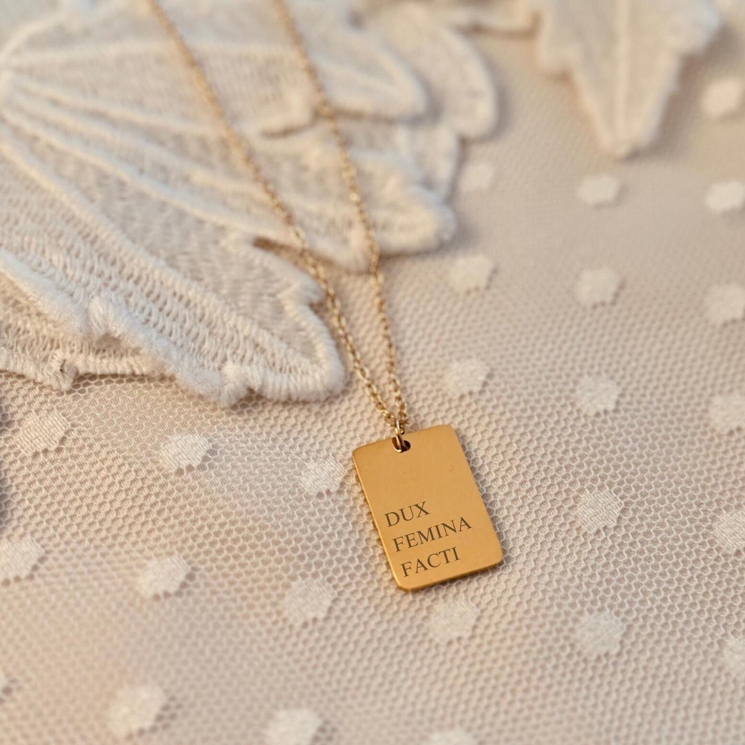 DUX FEMINA FACTI Necklace, Inspirational Latin Phrase Jewelry, 4B, I ...