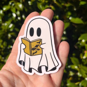 Reading Ghost Sticker, Ghost Reading Fourth Wing, Ghost Bookish Sticker ...